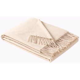 Wohndecke Estella, B:130cm L:180cmbeige, Obermaterial: 100% Baumwolle, Wohndecken, "Monte Vigino", 100% Cashmere: Luxus pur, weich und langlebig