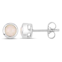 VIRA JEWELS Damen Paar Ohrstecker "925-Sterling Silber rhodiniert gl&auml;nzend Opal wei&szlig; rund", one-size, 0,54, Silber 925 (Sterlingsilber), wei&szlig;, Silber
