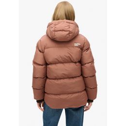 Superdry Damen Steppjacke "HOODED 5 BAFFLE SPORTS PUFFER", braun, Gr. S, unifarben, Web, Obermaterial: 100% Polyester, Jacken