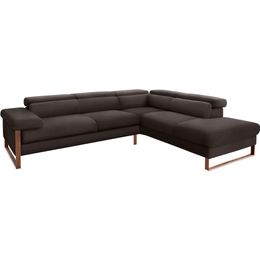 Ecksofa W.Schillig, B:281cm H:71cm T:230cm, braun, Flachgewebe S22 (100% Polyester);Stoff S37 (100% Polyester);Longlife Xtra-Leder Z59: Glattleder