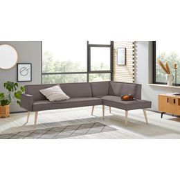 Eckbank, B:158cm H:84cm T:239cm, grau, exxpo - SOFA FASHION, 100% Polyester, Esszimmer, Sitzb&auml;nke, "Lungo, moderne Kedernaht, bequem und elegant,