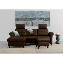 Sit & More Ecksofa SIT & MORE, B:250cm H:87cm T:163cm, braun, 100% Polyester, Wohnzimmer, Sofas, "Mellum L-Form", Federkern, wahlweise mit Bettfunktion,