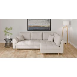 Ecksofa Home Affaire, B:231cm H:81cm T:161cm, beige, 92% Polyester, 8% Nylon, Wohnzimmer, Sofas, "CHARRE L-Form mit Ottomane, Ma&szlig;e B/T/H: 231/161/81