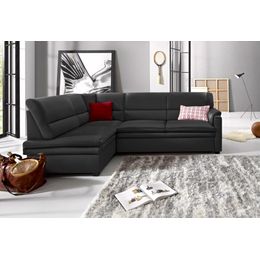 Sit & More Ecksofa SIT & MORE, B:245cm H:89cm T:161cm, schwarz, NaturLEDER (echtes Rindsleder), Korpus in Kunstleder SOFTLUX;Luxus-Microfaser (90% Polyester,