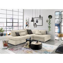 Ecksofa, B:291cm H:80cm T:226cm, beige, SET ONE BY Musterring, Wohnzimmer, Sofas, "SO 4100 mit komfortablen Federkern und Kopfteilverstellung",