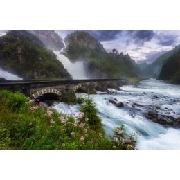papermoon Fototapete "Photo-Art ARVID BJORKQVIST, LAYTEFOSSEN", B/L: 4,5m x 2,8m, Bahnen: 9 Stk., bunt, Schlafzimmer, Tapeten