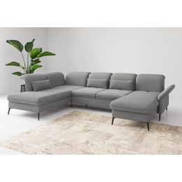 Sit & More Wohnlandschaft SIT & MORE, B:359cm H:92cm T:231cm, grau, 100% Polyester, Sofas, "Emely, inkl. Sitztiefenverstellung", wahlweise mit