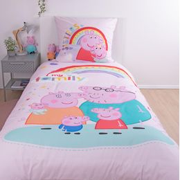 Wendebettw&auml;sche Peppa Pig, bunt, Flanell, Obermaterial: 100% Baumwolle, Bettw&auml;sche, "Peppa Pig", mit fr&ouml;hlichem Design