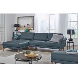 Ecksofa, B:262cm H:85cm T:178cm, blau, CREATION BY ROLF BENZ, NaturLEDER OSKAR (echtes Rindsleder), Wohnzimmer, Sofas, "CR.450, Designecksofa,