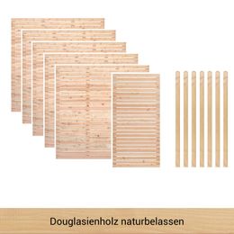 Bm Massivholz Zaun "Kurt Set 5.1", H/L: 180cm, Pfosten: 7 Stk., beige, Garten, Zaunelemente, 5 Elemente 180 x 180cm, 1 Element 90x180cm, 7 Pfosten,