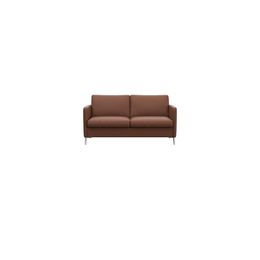 2-Sitzer FLEXLUX, B:149cm H:85cm T:92cm, braun, 100% Echteder, Sofas, "Fiore, super Sitzkomfort durch Kaltschaum im Sitz", schmale Armlehnen, F&uuml;&szlig;e Alu
