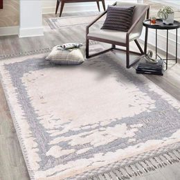 Hochflor-Teppich Carpet City, B:140cm H:20mm L:200cm, beige, Polypropylen, Teppiche, "Valencia 908", L&auml;ufer, Boho-Stil, 3D-Effekt, Relief,