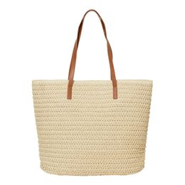 V&eacute;ro Moda VERO MODA Damen Schultertasche "VMSISSO BEACH BAG NOOS"cr&egrave;me br&ucirc;l&eacute;e, Papierstroh, unifarben, Taschen