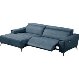 Ecksofa Egoitaliano, B:266cm H:95cm T:163cm, blau, Luxus-Micofaser Lederoptik (100% Polyester) ist ein neues technisches Gewebe mit einem visuellen