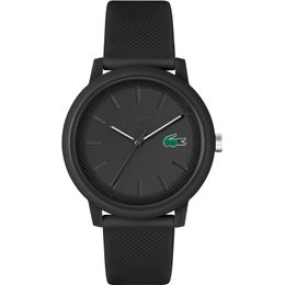 Lacoste Herren Quarzuhr "Lacoste.12.12", schwarz, Armbanduhren, Armbanduhr, Herrenuhr, Mineralglas, Silikonarmband