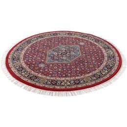 Orientteppich Theko, H:12mm &Oslash;:200cm, rot, Wolle, Teppiche, "Benares Bidjar", reine Wolle, handgekn&uuml;pft, mit Fransen