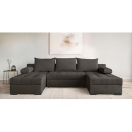 Wohnlandschaft OTTO HOME, H:41cm T:161cmanthrazit, 100%Polyester, Sofas, "Home System U-Form, B: 269 - 352 cm, Breiten w&auml;hlbar", mit Bettfunktion,