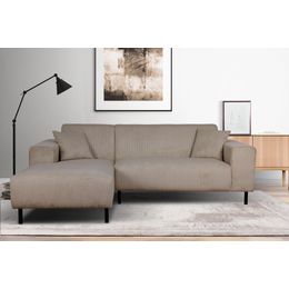 Ecksofa Home Affaire, B:235cm H:81cm T:163cm, grau, 100% Polyester, Wohnzimmer, Sofas, "ARROS L-Form mit Wellenunterfederung, Ma&szlig;e B/T/H: 235/163/81