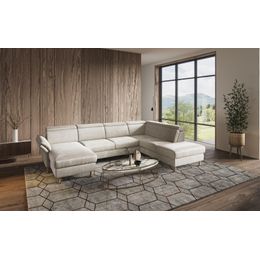 Wohnlandschaft Home Affaire, B:334cm H:85cm T:227cm, beige, 100%Polyester, Sofas, "Calypso U-Form", wahlweise mit motorischer Relaxfunktion