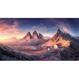 papermoon Fototapete "Landschaft mit Haus", B/L: 3,5m x 2,6m, Bahnen: 7 Stk., bunt, Schlafzimmer, Tapeten