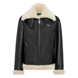 Philipp Plein Damen Blouson "Jacke"02, schwarz, Gr. L, Obermaterial: 80% Acryl, 20% Polyester, Jacken