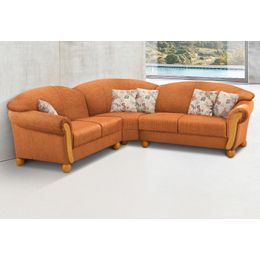 Ecksofa Home Affaire, B:233cm H:83cm T:233cm, orange, Wohnzimmer, Sofas, "Milano, bequem mit Federkern, B/T/H 233/233/83cm, Landhausstil, L-Form",