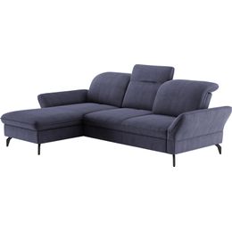 Sit & More Ecksofa SIT & MORE, B:267cm H:88cm T:200cm, blau, 90% Polyester, 10% Polyamid, Wohnzimmer, Sofas, "Leandro L-Form", Wahlweise mit Bett-, Kopfteil -