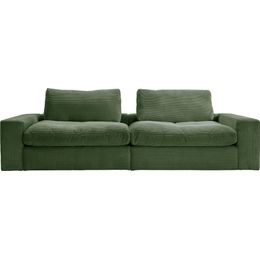 Big-Sofa Alina, B:266cm T:98cm, gr&uuml;n, Cord GCT (92% Polyester, 8% Nylon), Sofas, "Sandy", 266 cm breit und 98 cm tief, in modernem Cordstoff