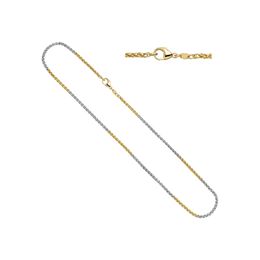 Jobo Damen Goldkette, Gelbgold 585 Wei&szlig;gold 585, L: 42, gelb, Gelbgold 585, Wei&szlig;gold 585, Halsketten, Zopfkette 585 Gold bicolor 42 cm 2,2 mm