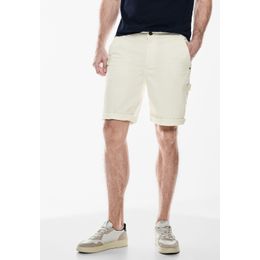 Street One MEN Herren Bermudas, wei&szlig;, Gr. 32, unifarben, Web, 90% Baumwolle, 8% Polyester, 2% Elasthan, Hosen, im Cargo-Style