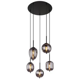 Globo LIGHTING H&auml;ngeleuchte "BLACKY", &Oslash; 57,5cm H: 150cm, 1 Stk.schwarz matt, Wohnzimmer, Leuchten, H&auml;ngelampe schwarz Glas rauchfarben
