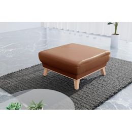 Sit & More Polsterhocker SIT & MORE, B:90cm H:46cm T:90cm, braun, 100% PES, Hocker, "Lavida", Mit elegantem Holzrahmen