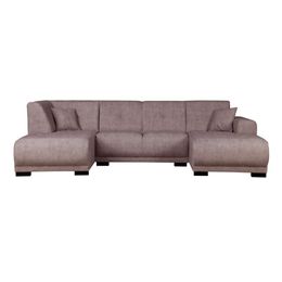 Wohnlandschaft Home Affaire, B:297cm H:85cm T:163cm, grau, 100% Polyester, Sofas, "Langeland U-Form", incl. 2 Zierkissen, Recamiere wahlweise links