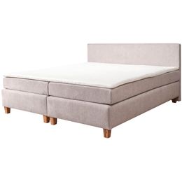 Boxspringbett Alina, B:181cm L:206cm, grau, Struktur fein TCM (100% Polyester), Jugendzimmer, Komplettbetten, inklusive Matratze und Topper, in