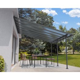 Terrassendach, B:606cm T:380cm, grau, PALRAM - CANOPIA, Aluminium, Polycarbonat (PC), Terrassen&uuml;berdachungen, "Feria Alu Terrassen&uuml;berdachung",