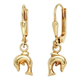 Jobo Damen Paar Ohrh&auml;nger "Delfin", Gelbgold 333, gold, Gelbgold 333, Ohrringe, 333 Gold