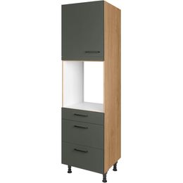 Backofenumbauschrank Nobilia, B:60cm H:216,6cm T:58,3cm, gr&uuml;n, Schr&auml;nke, ""Easytouch", Ausrichtung w&auml;hlbar, mit Schublade und zwei Ausz&uuml;gen und",