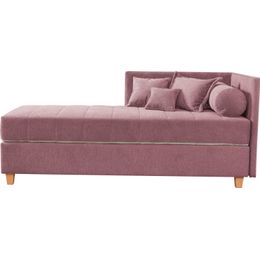 Schlafsofa Alina, B:201cm H:90,5cm T:91cm, rosa, Chenille GCP (100% Polyester), Jugendzimmer, Sofas, "Kona", 7-Zonen Taschenfederkernmatratze,