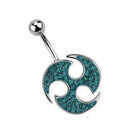 Adelia&acute;s ADELIA ́S Damen Bauchnabelpiercing "Piercing Piercing Bauchnabelpiercing", blau, Chirurgiestahl, Piercings, 316l Stahl Banane - Triskele mit t&uuml;rkis