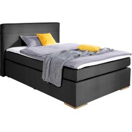 Boxspringbett Alina, B:153cm L:214cm, schwarz, Struktur fein XBO (100% Polyester), Jugendzimmer, Komplettbetten, "Nikki", inklusive Matratze und