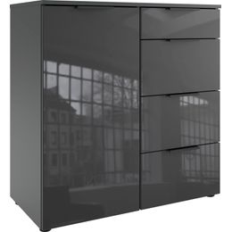Kombikommode wimex, B:81cm H:84cm T:41cm, grau, Spanplatte, Schlafzimmer, Sideboards, "Level 36C by fresh to go", mit Glaselementen auf der Front,