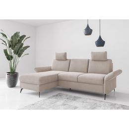 Ecksofa Home Affaire, B:251cm H:93cm T:164cm, grau, 100% Polyester, Wohnzimmer, Sofas, "Rochelle", wahlweise mit Bettfunktion, Bettkasten und