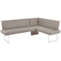 K+w Komfort & Wohnen Eckbank, H:86cm T:60cm, grau, K+W KOMFORT & WOHNEN, Esszimmer, Sitzb&auml;nke, mit Sattlernaht und schmaler Kufe, langer Schenkel rechts oder links