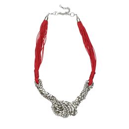 Damen Kette mit Anh&auml;nger "Hera", rot, Basic, Collezione Alessandro, Metall, Halsketten, mehrere Reihen aus Metallperlen geknotet