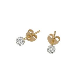 Firetti Damen Paar Ohrstecker "Schmuck Geschenk Gold 375 Ohrschmuck rund", 4mm, Gelbgold 375, gold, Gelbgold 375, Ohrringe, mit Kristallstein