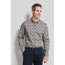 Bugatti Herren Langarmhemd, braun, Gr. 4XL, bedruckt, 100% Baumwolle, Hemden, mit floralem Print