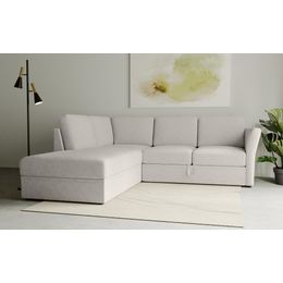 Ecksofa Home Affaire, B:241cm H:90cm T:226cm, braun, 53% strukturiertes Polyester, 47% Polyester, Wohnzimmer, Sofas, "Lavars, L-Form, Schlafsofa",