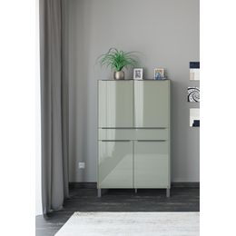 Highboard, B:92cm H:152cm T:42cm, gr&uuml;n, SET ONE BY Musterring, Glas, Holzwerkstoff, Wohnzimmer, Sideboards, "Reno", Mit Vierkantfu&szlig; in diversen