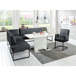 Eckbank, B:197cm H:82cm T:265cm, schwarz, exxpo - SOFA FASHION, Struktur: Webvelour 100% Polyester, Esszimmer, Sitzb&auml;nke, "Affogato, hoher