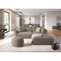 Sit & More Ecksofa SIT & MORE, B:243cm H:80cm T:198cm, grau, Samtoptik (100% Polyester);Soft clean (98% Polyester, 2% Polyamid);Struktur fein (100% Polyester),